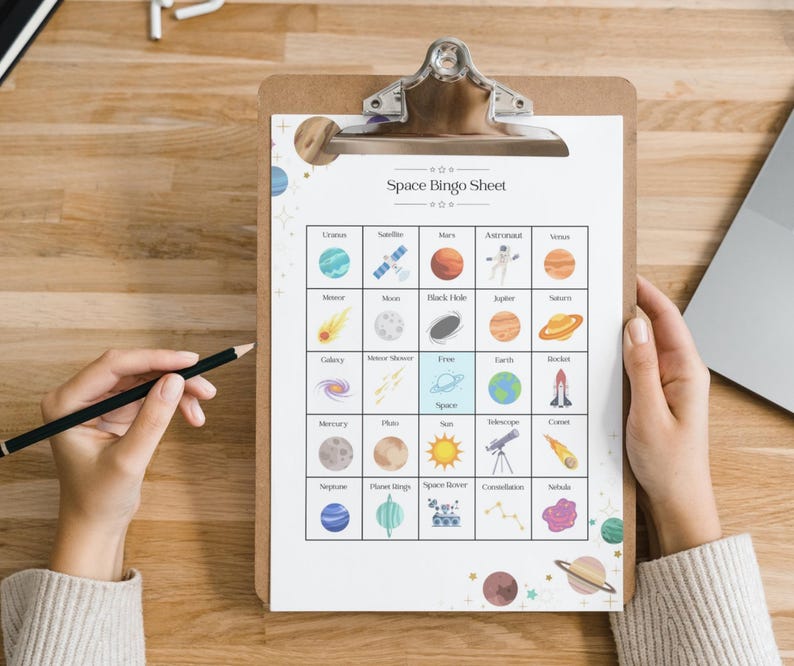 Space Bingo for Kids Printable PDF, Preschool Space Game, Solar System ...