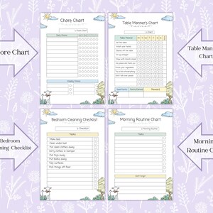 Kids Chore Chart Bundle Printable PDF Kids Bedroom Cleaning Checklist ...