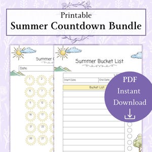 Summer Countdown for Kids Printable PDF | Summer Bucket List - Etsy