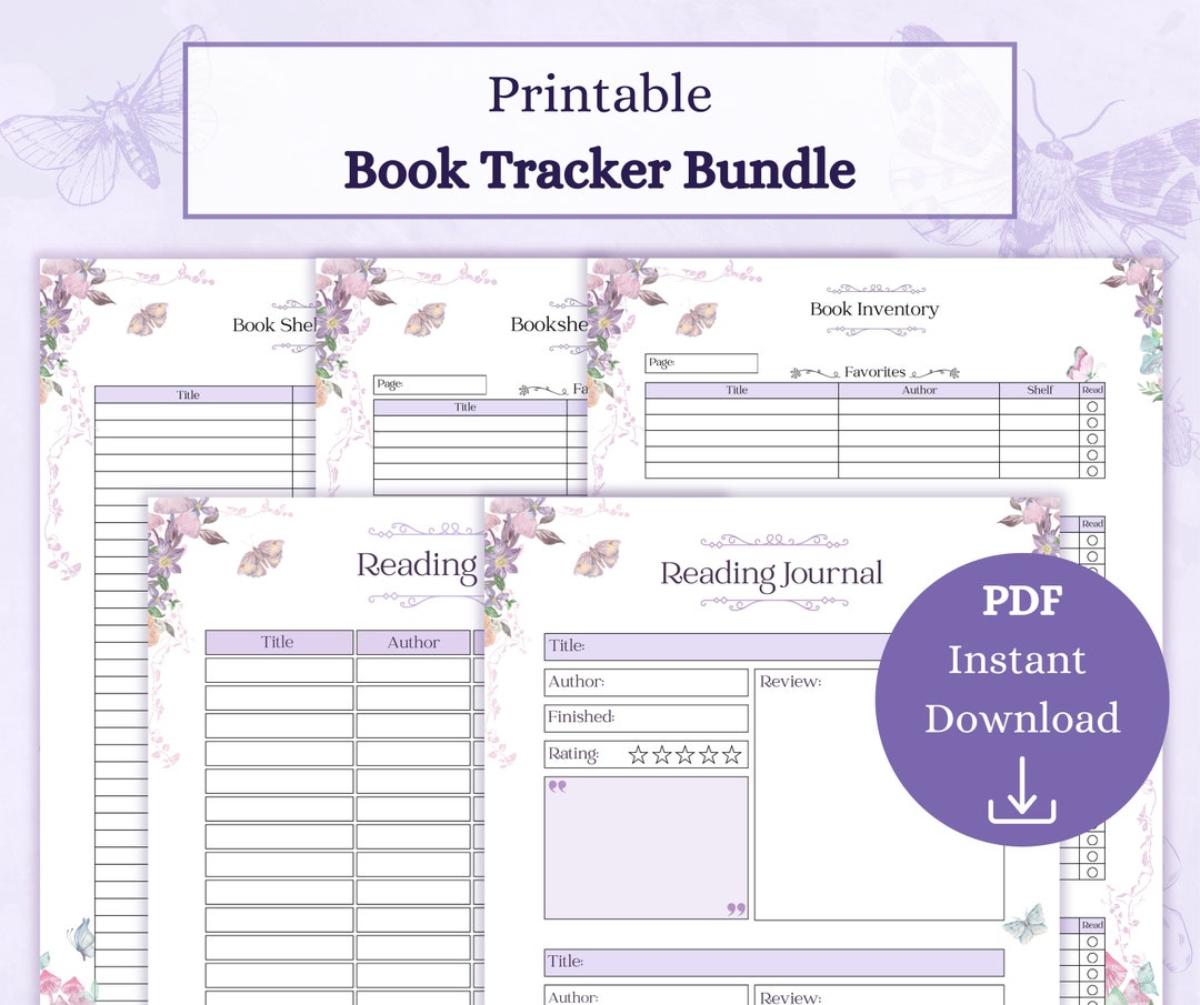 Book Tracker Bundle Printable PDF | Reading Journal | Reading Tracker ...
