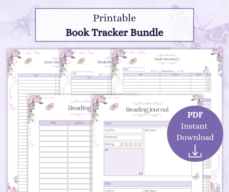 Book Tracker Bundle Printable PDF | Reading Journal | Reading Tracker ...