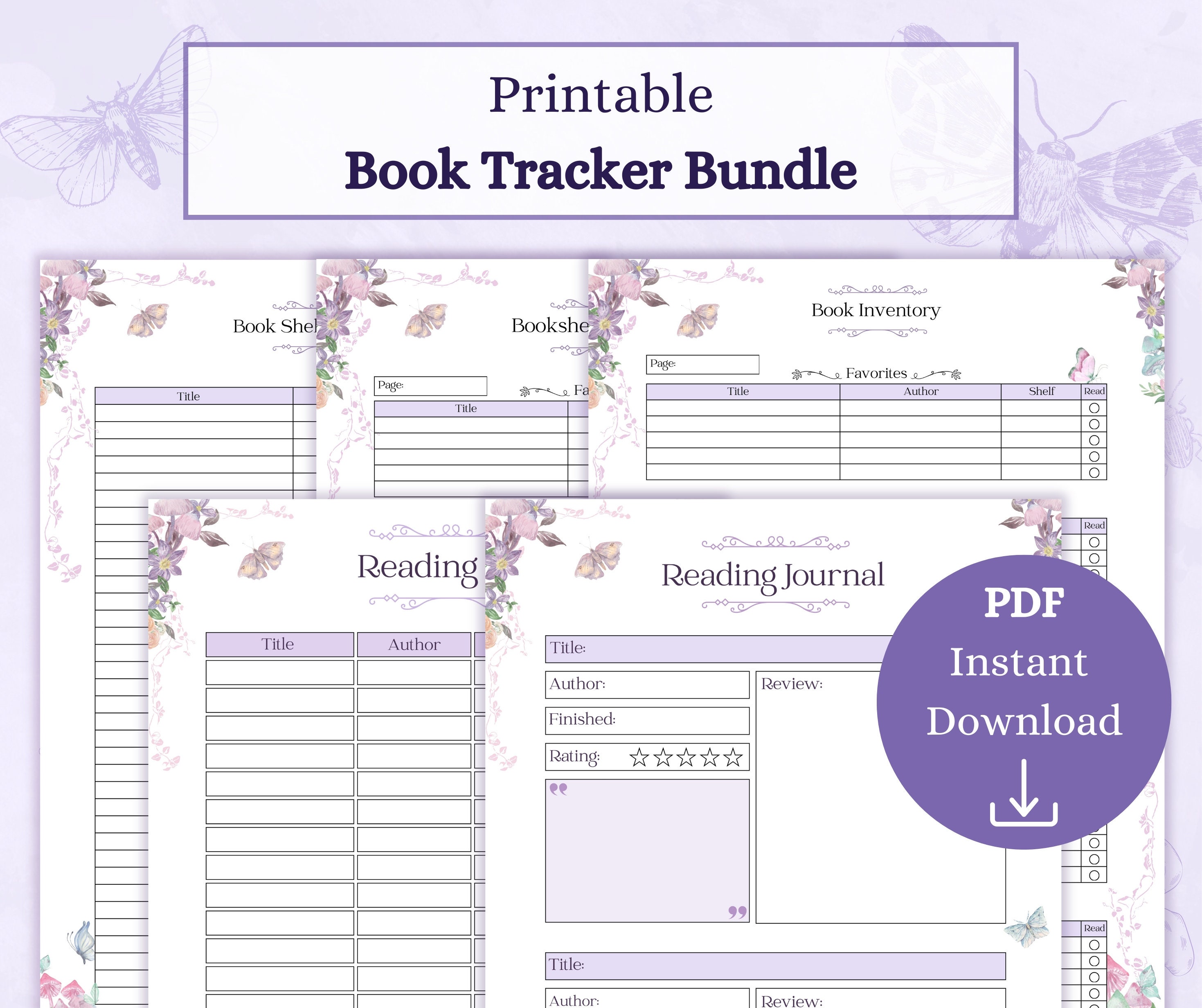 Book Tracker Bundle Printable PDF | Reading Journal | Reading Tracker ...