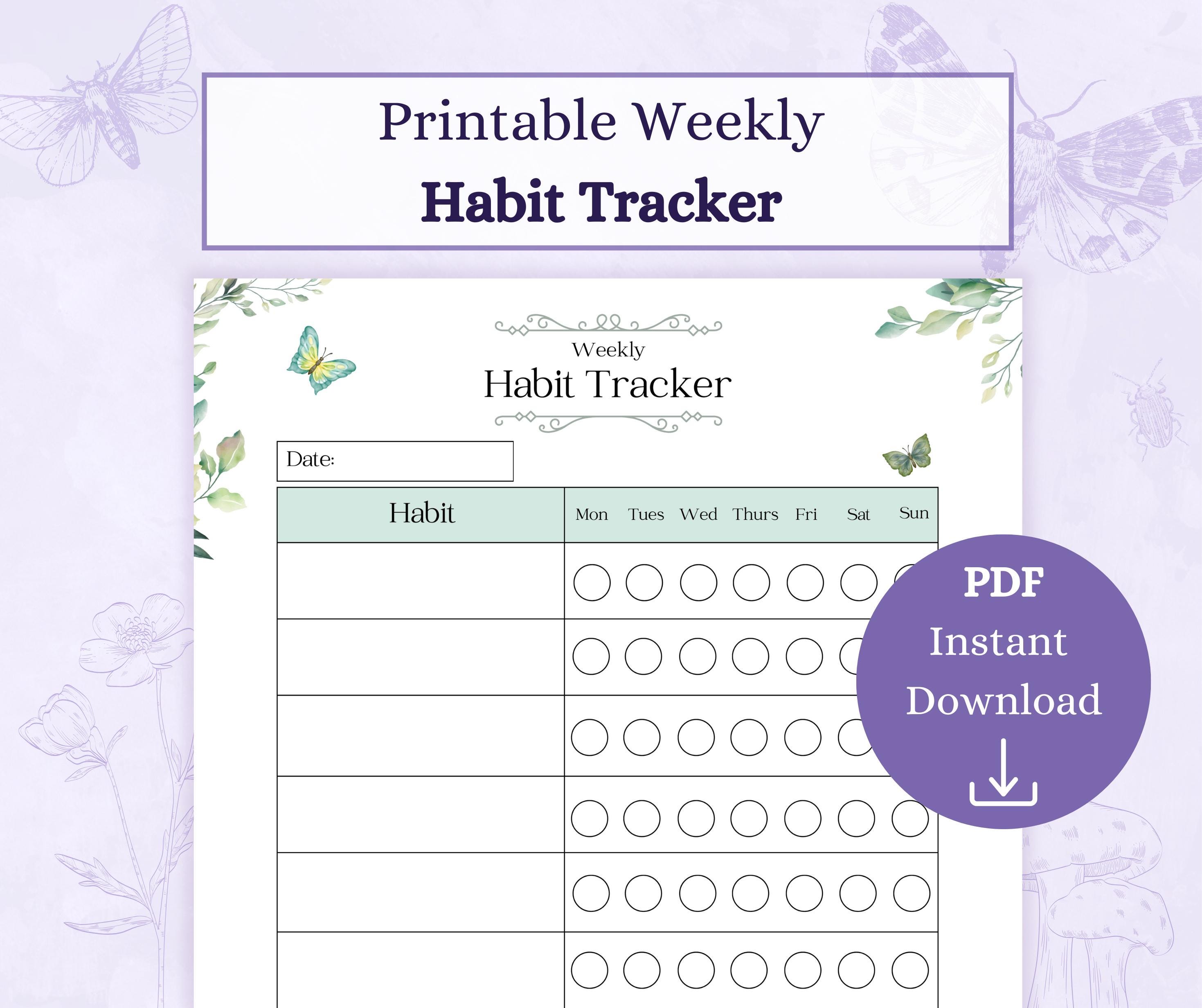 Weekly Habit Tracker Printable PDF | Weekly Habit Checklist | Habit Log ...