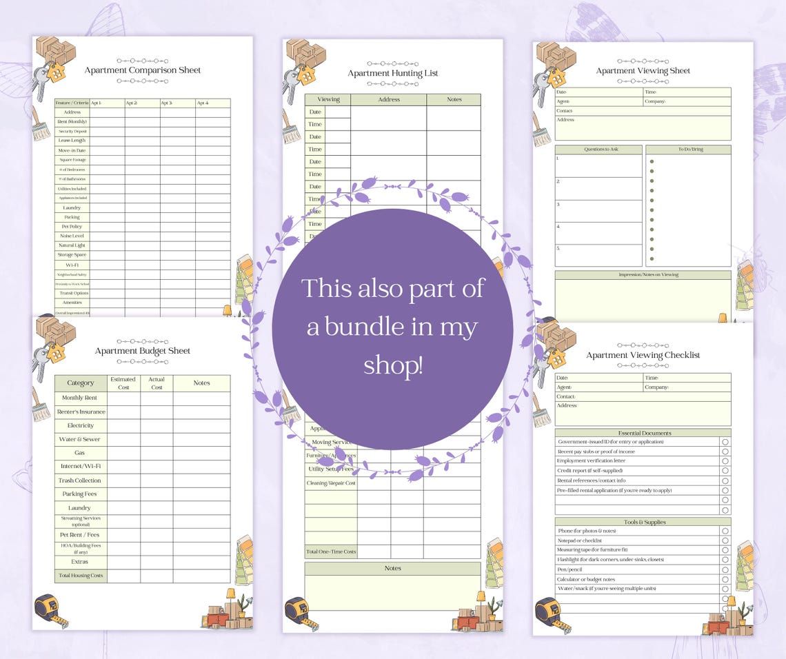 Apartment Budget Tracker Printable PDF | Apartment Must Haves | Rental ...