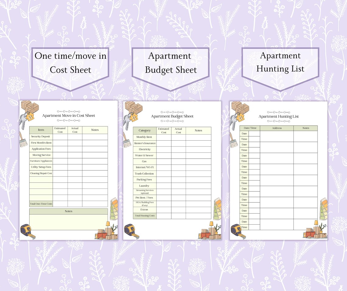 Apartment Hunting Bundle Printable PDF | Apartment Comparison ...