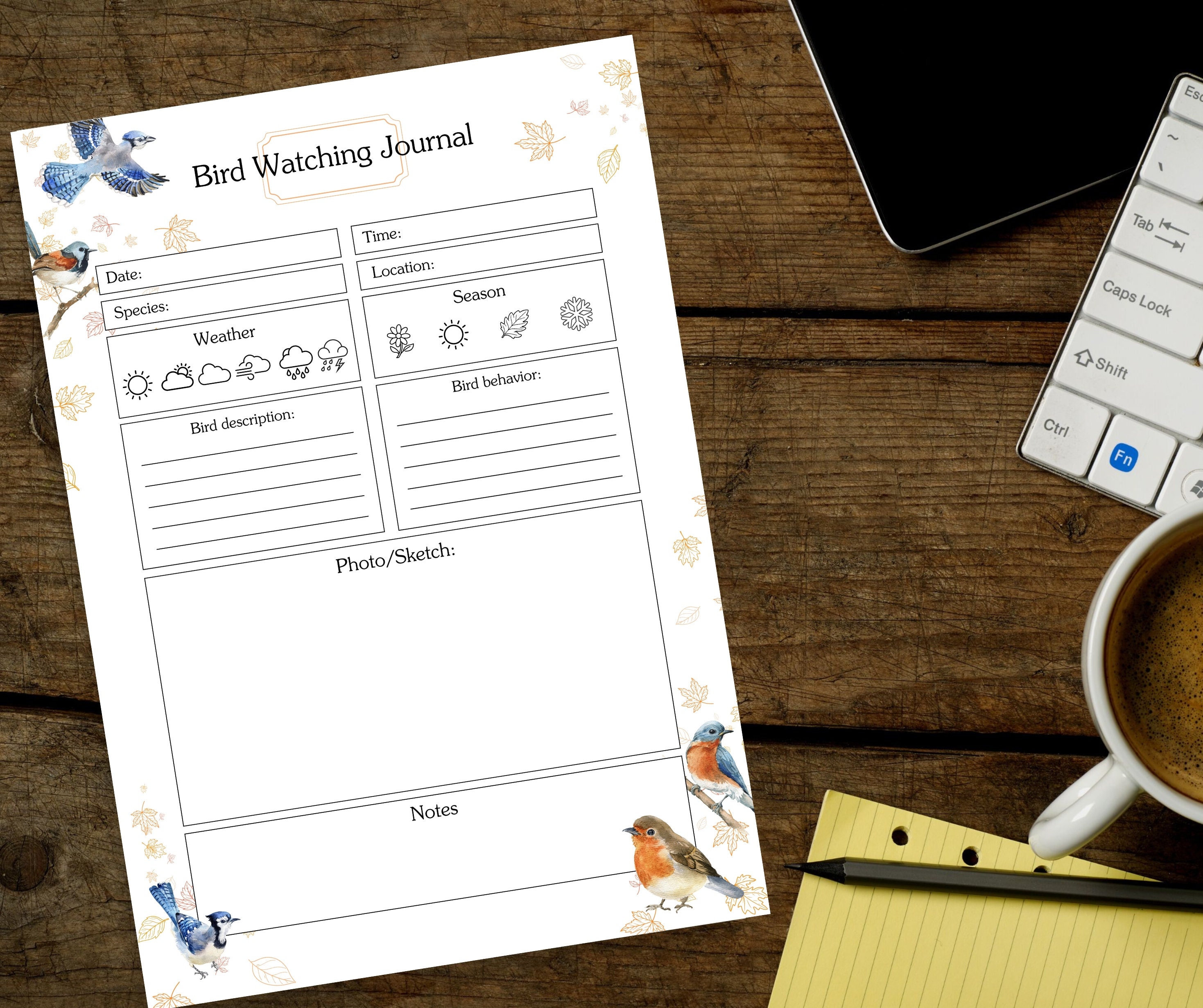 Bird Watching Journal Printable PDF | Bird Diary | Bird Nerd | Birding ...
