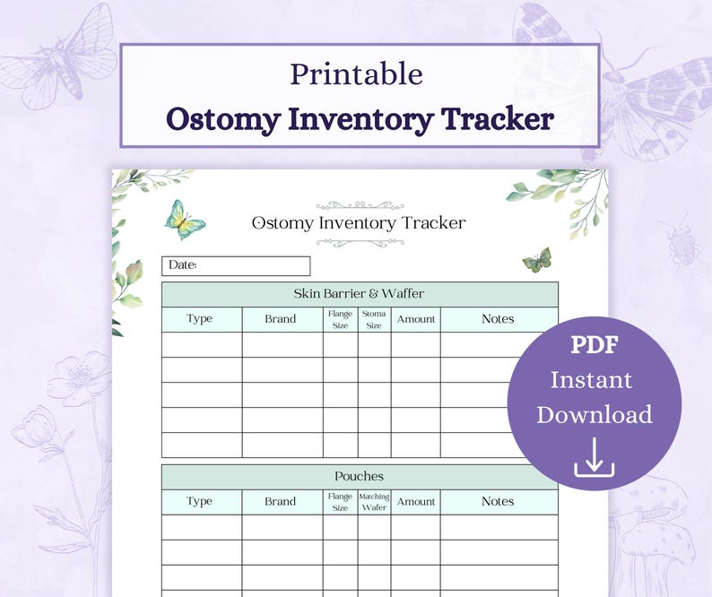 Ostomy Inventory Tracker Printable PDF | Stoma Supply Tracker | Medical ...