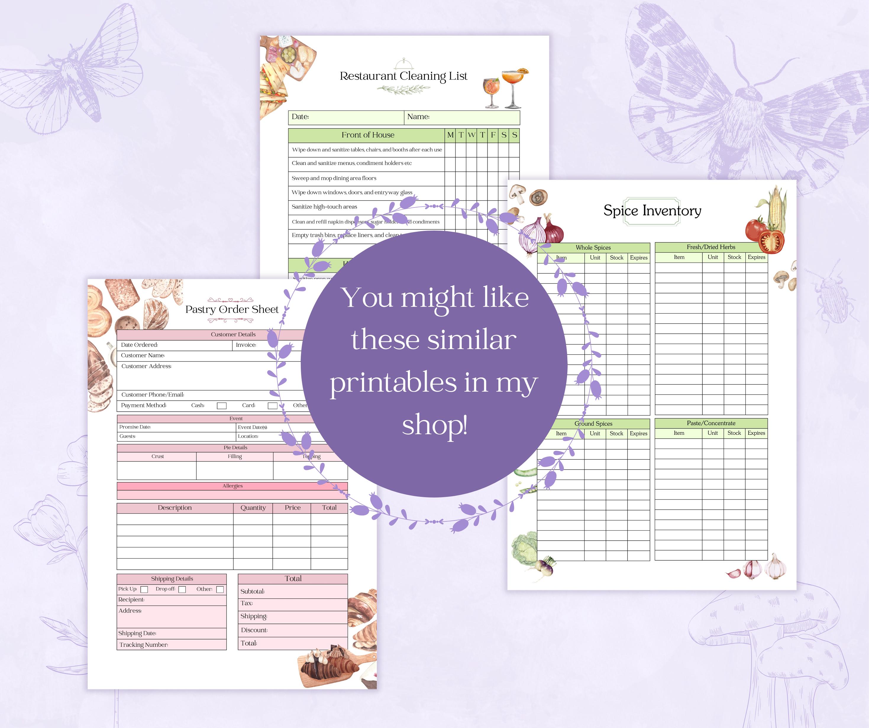 Waiter Bingo Sheet Printable PDF, Restaurant Server Game, Funny Waiter ...