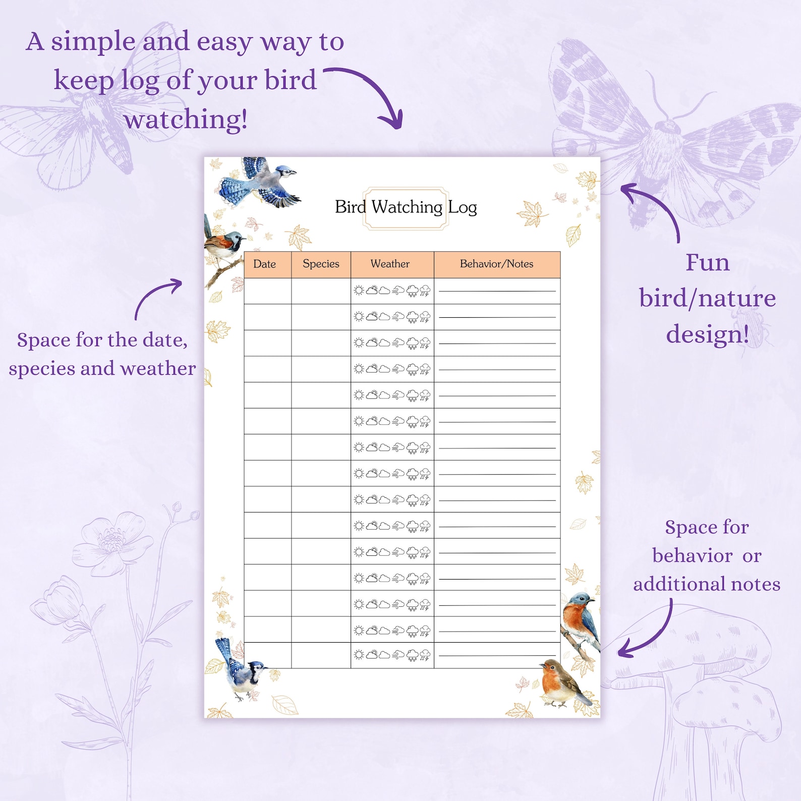 Bird Watching Journal Bundle Printable PDF | Bird Nerd | Bird Diary ...