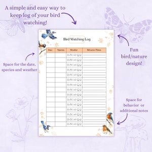 Bird Watching Journal Bundle Printable PDF | Bird Nerd | Bird Diary ...