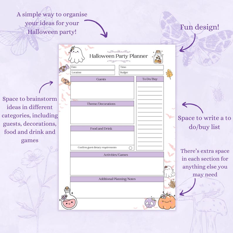 Halloween Planner Printable PDF | Halloween Party Planner | Spooky to ...