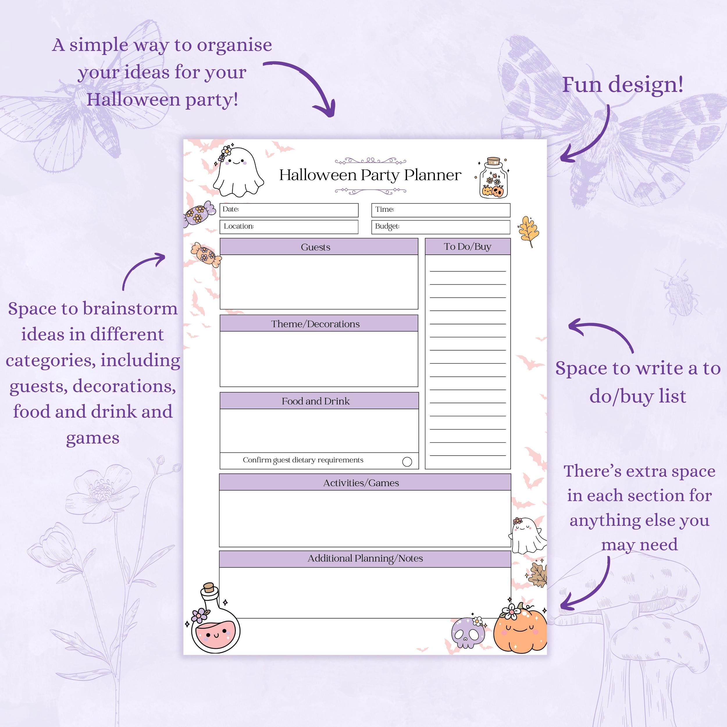 Halloween Planner Printable PDF | Halloween Party Planner | Spooky to ...