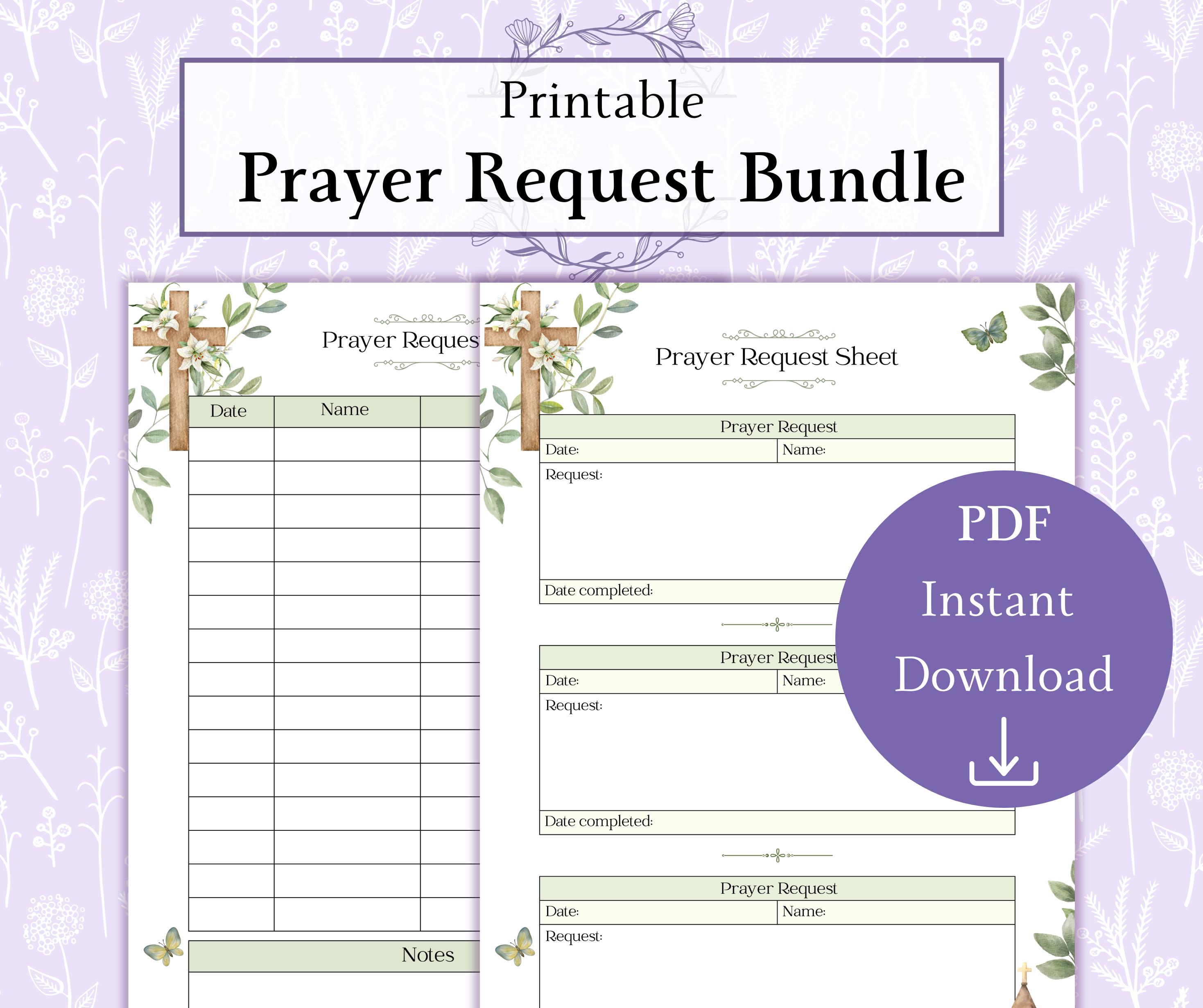 Prayer Request Bundle Printable PDF | Prayer Request List | Prayer ...
