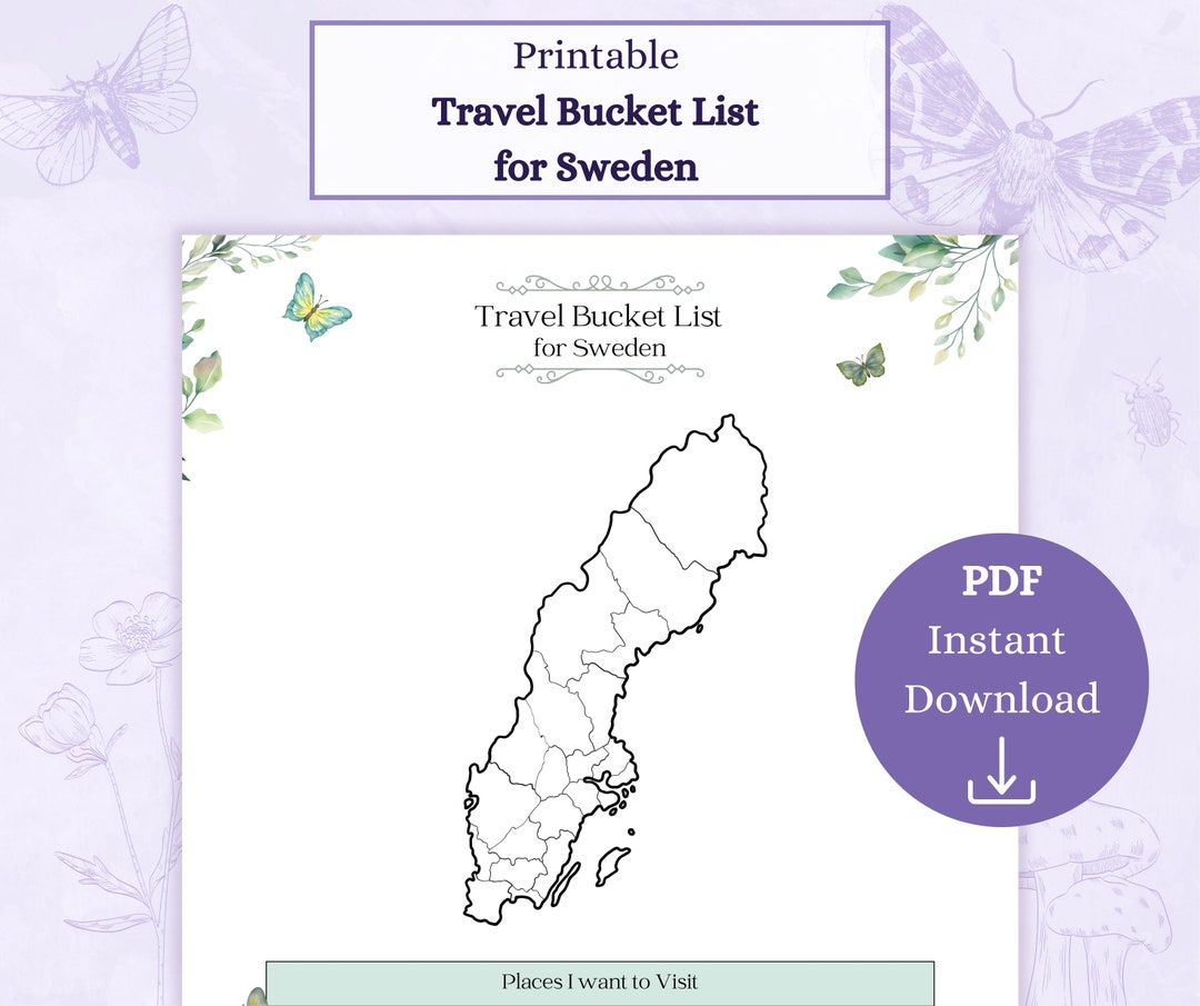 Sweden Travel Bucket List Printable PDF | Visit Sweden | Europe Travel ...