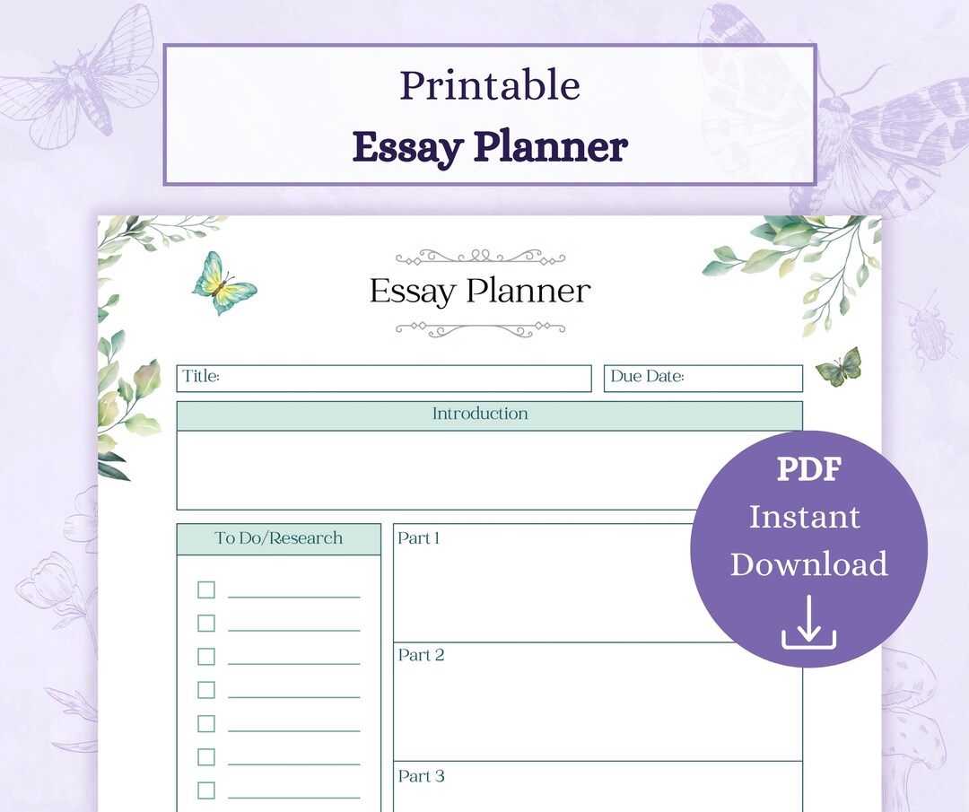 Essay Planner Printable PDF | Essay Tracker | Assignment Tracker ...