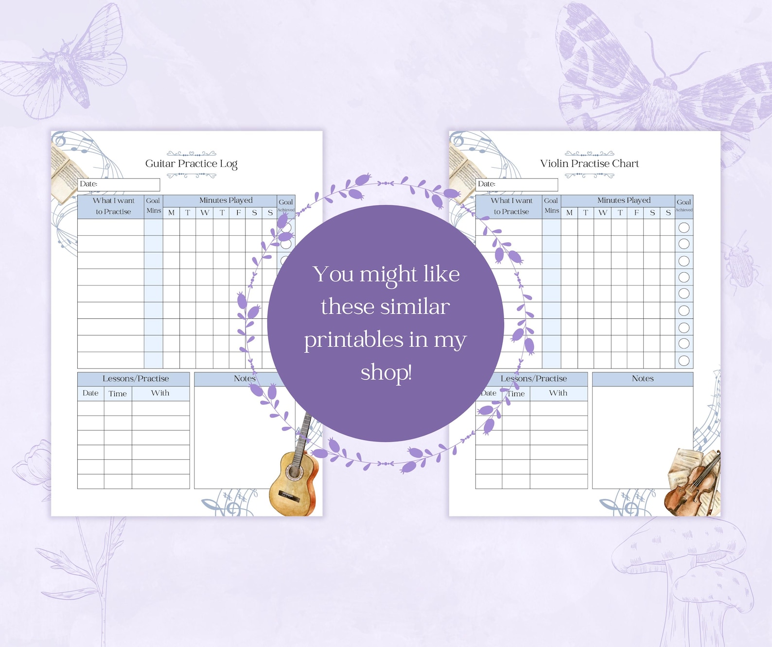 Guitar Practice Chart Printable PDF | Weekly Practice Log | Guitar ...