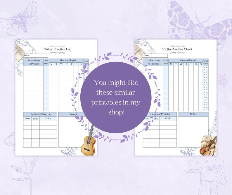Guitar Practice Chart Printable PDF | Weekly Practice Log | Guitar ...