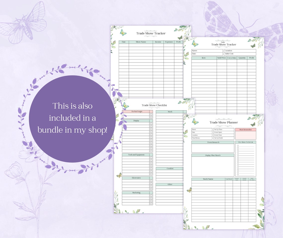 Daily Trade Fair Tracker Printable PDF Craft Show Tracker Inventory ...