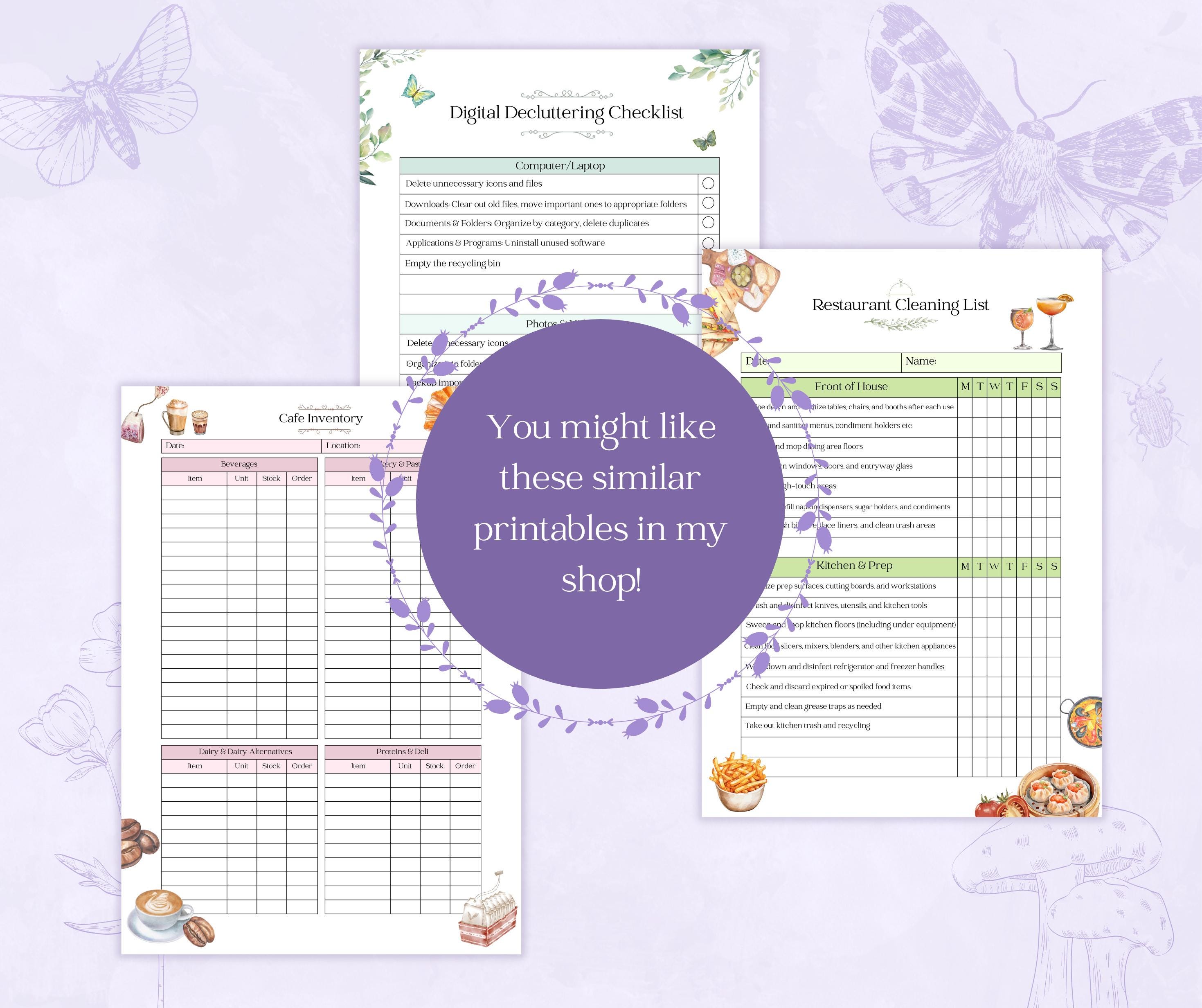 Floristry Tracking Bundle Printable PDF | Florist Checklist | Florist ...