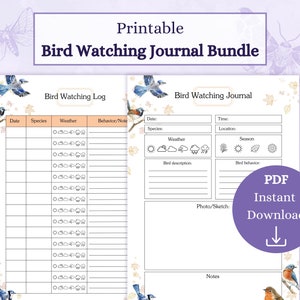 Bird Watching Journal Bundle Printable PDF | Bird Nerd | Bird Diary ...