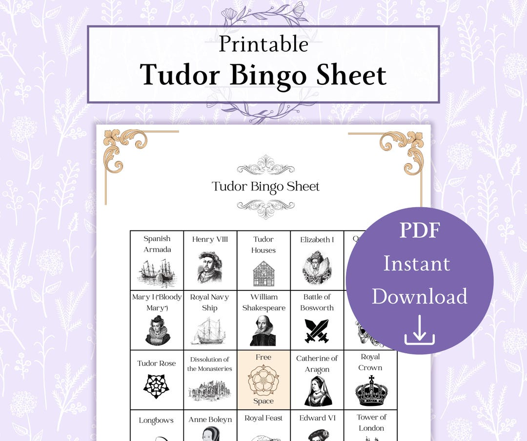 Tudor Bingo Sheet Printable PDF, Tudor History Game, Tudor Classroom ...