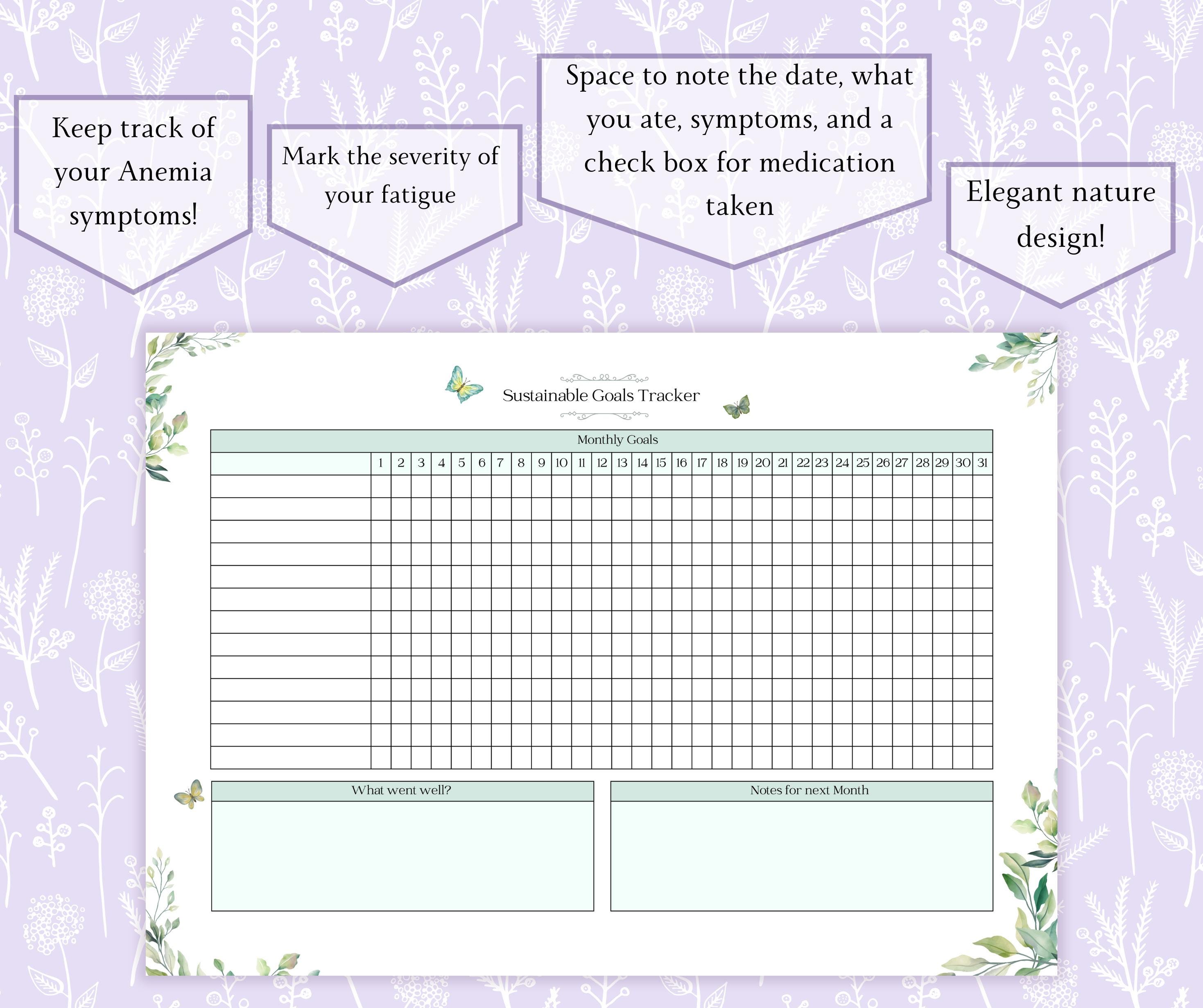 Sustainable Goals Tracker Printable PDF | Monthly Eco Friendly ...