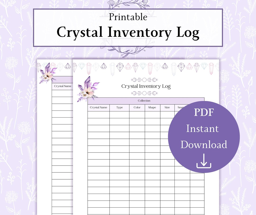 Crystal Inventory Log Printable PDF, Crystal Collection Tracker ...