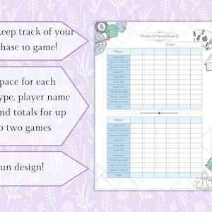 Phase 10 Scoreboard Sheet Printable PDF | Phase 10 Scorecard | Family ...