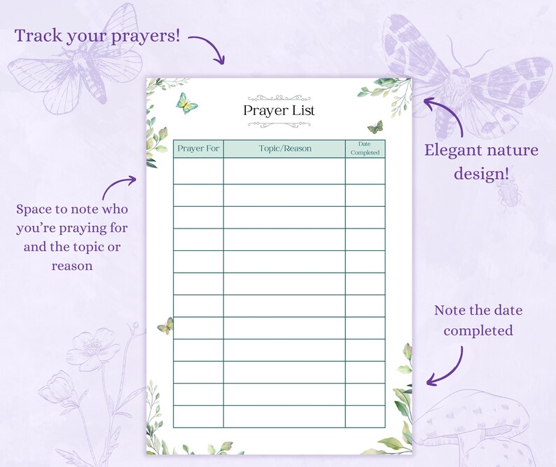 Prayer List Printable PDF | Worship Log | Prayer Journal | Bible Study ...