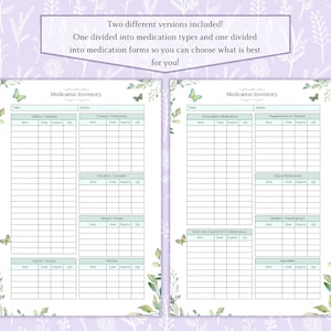 Medication Inventory Printable PDF | Medication Organizer Log ...