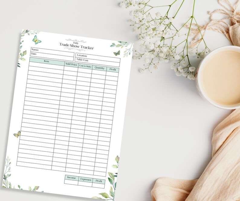 Daily Trade Fair Tracker Printable PDF | Craft Show Tracker | Inventory ...