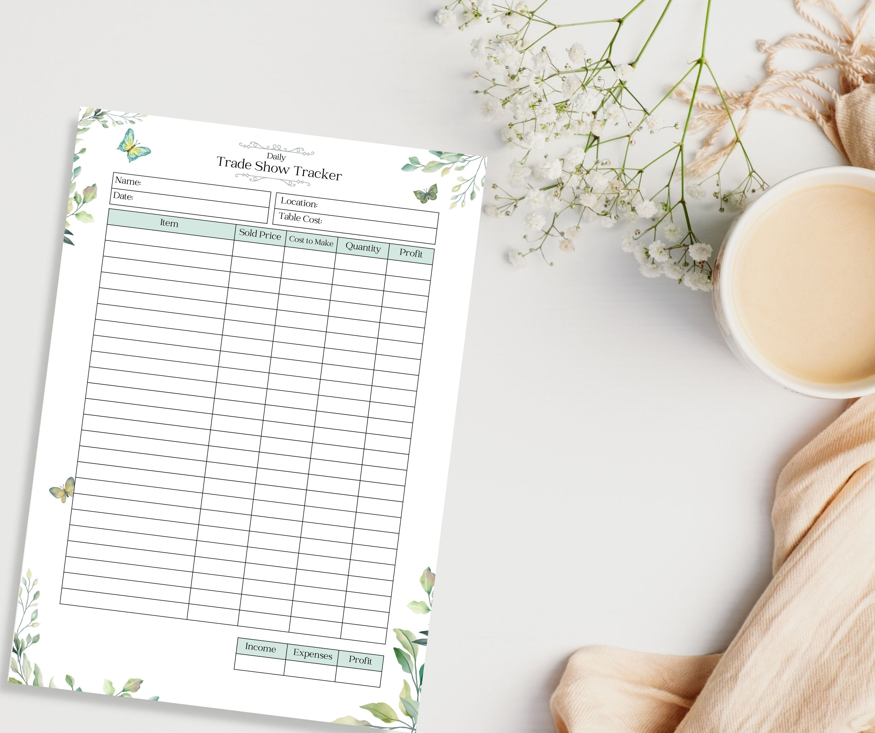 Daily Trade Fair Tracker Printable PDF | Craft Show Tracker | Inventory ...