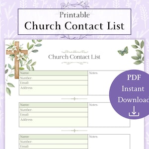 Church Contact List Printable PDF | Church Directory Contact Database ...