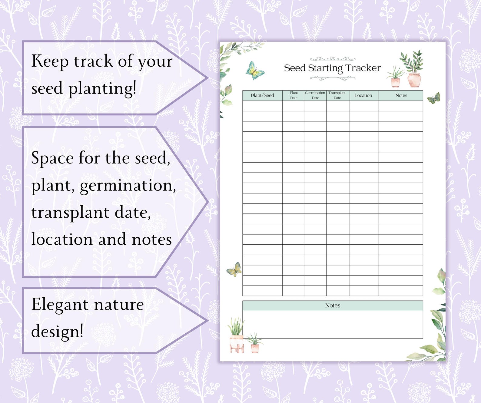 Seed Starting Tracker Printable PDF | Seed Starting Log | Seed ...