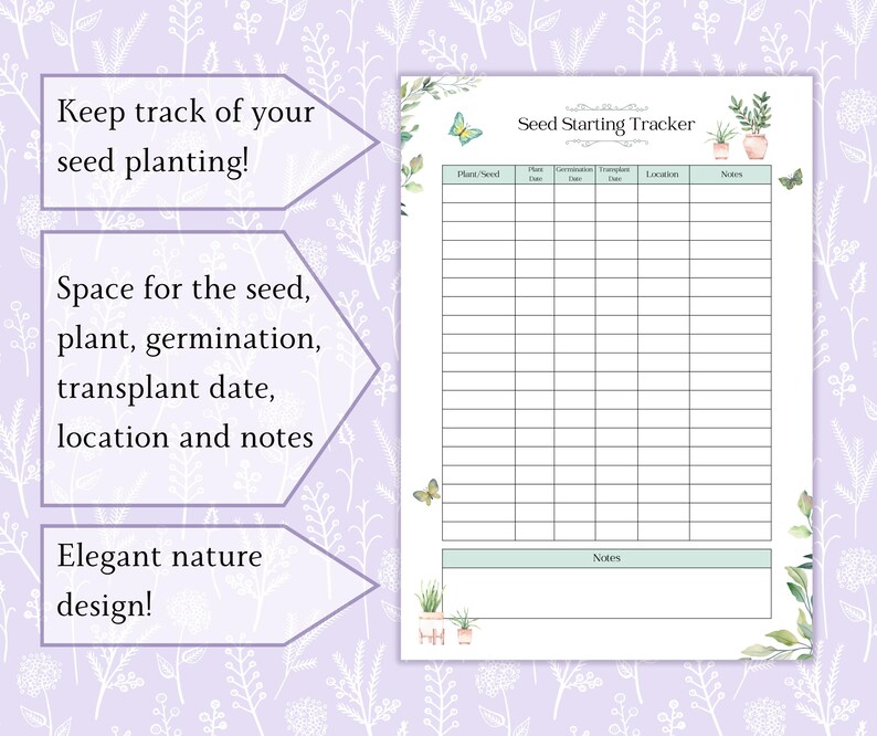 Seed Starting Tracker Printable PDF | Seed Starting Log | Seed ...
