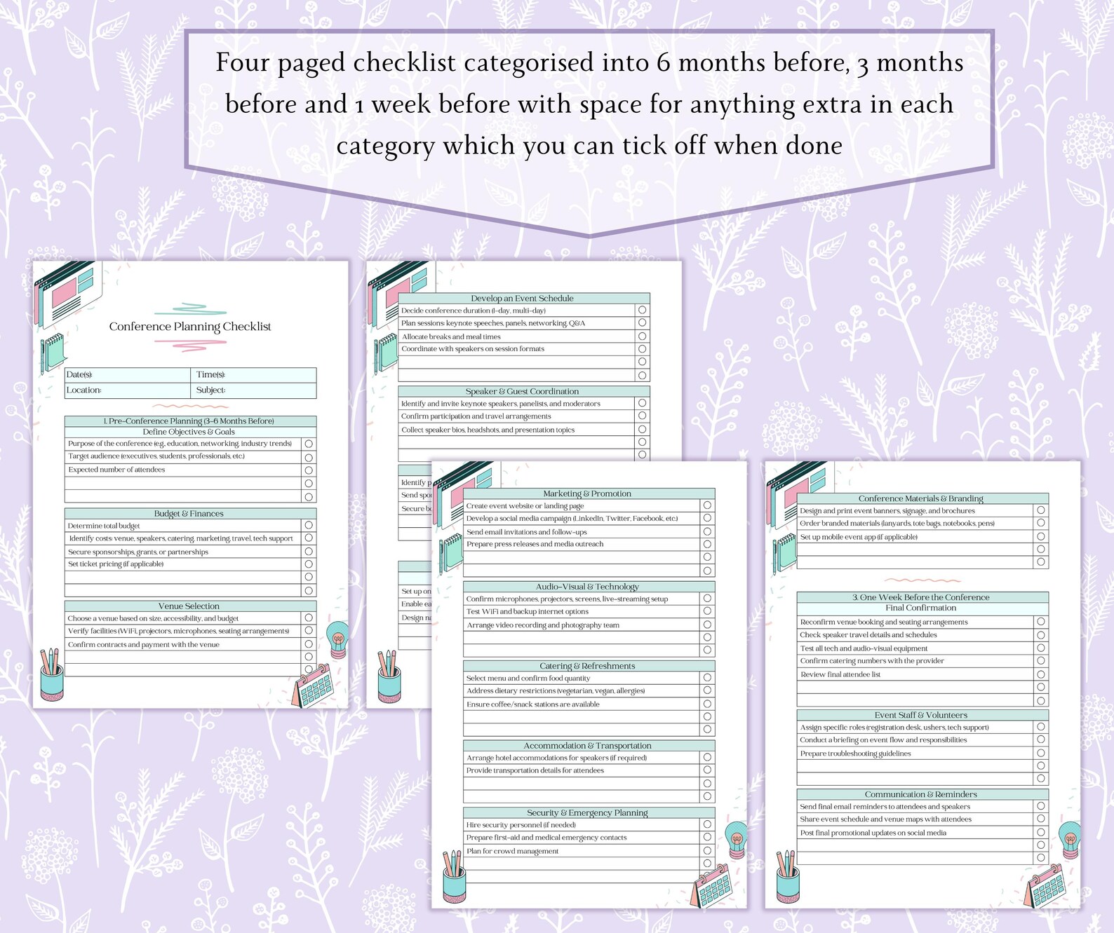 Conference Forms Bundle Printable PDF | Conference Checklist | Follow ...