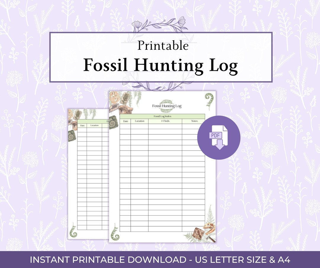 Fossil Hunting Log Printable PDF, Paleontology Field Notes, Rock ...