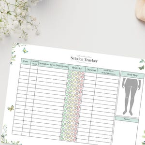 Sciatica Tracker Printable PDF | Symptom Tracker | Sciatica Symptoms ...