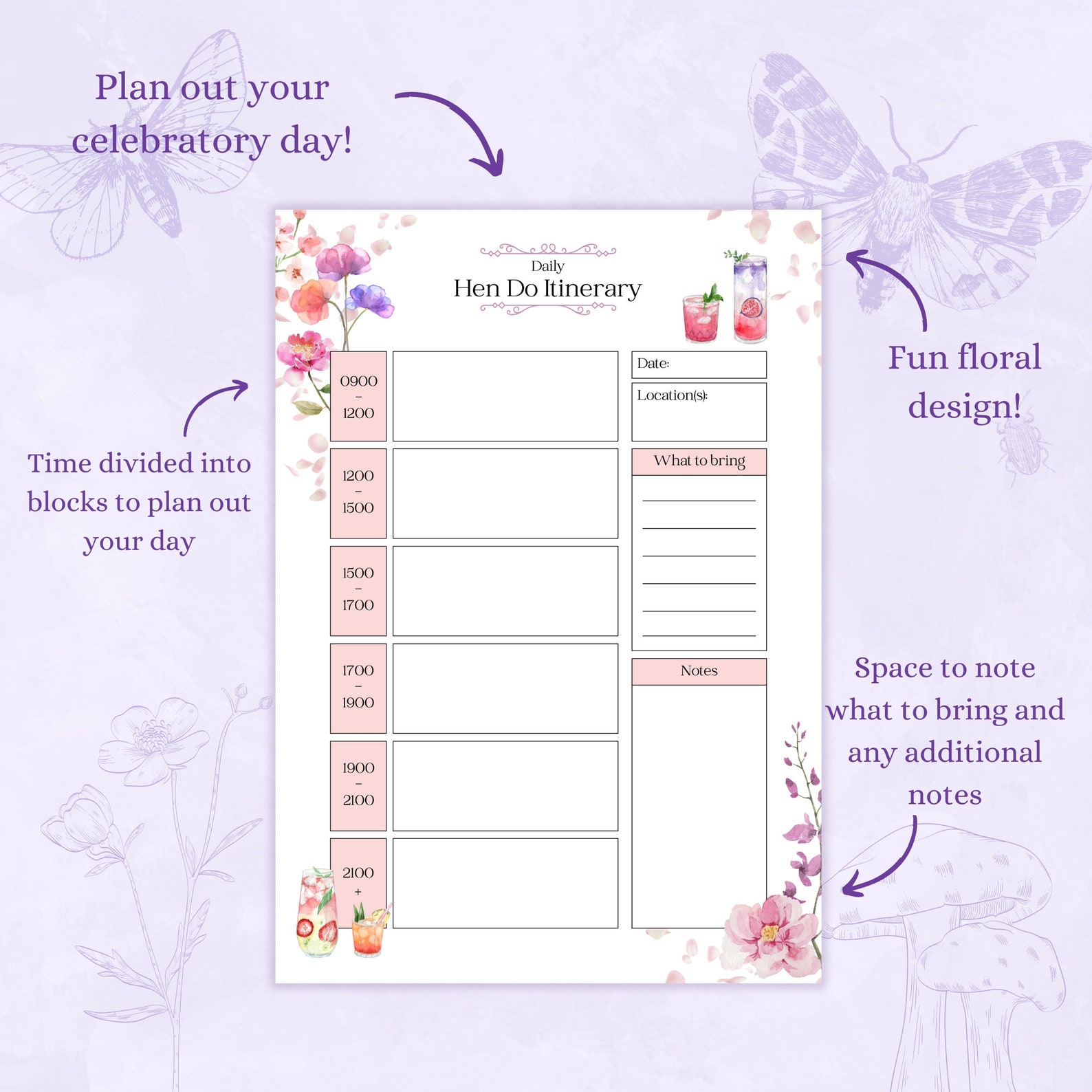 Hen Do Planning Bundle Printable PDF | Hen Do Itinerary | Weekend and ...