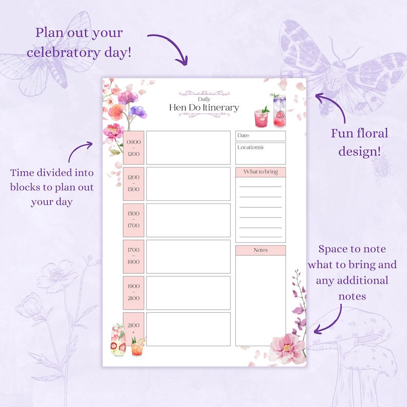 Hen Do Planning Bundle Printable PDF | Hen Do Itinerary | Weekend and ...