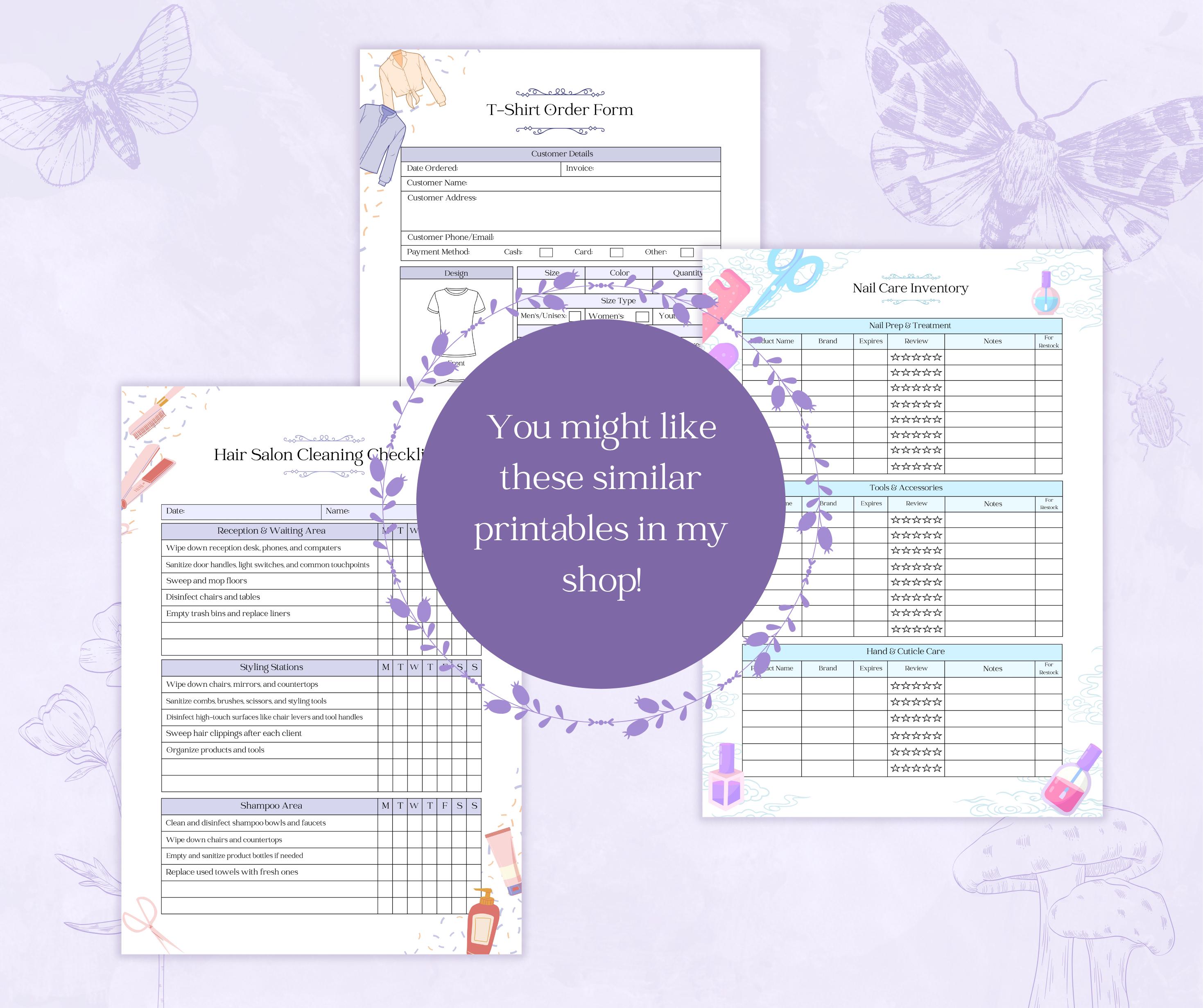 Nail Tech Supplies List Printable PDF | Nail Salon Checklist | Nail ...