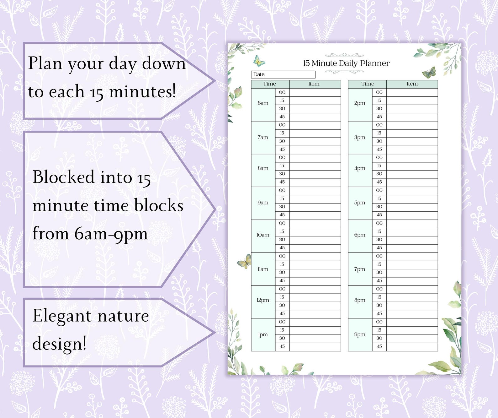 15 Minute Planner Printable PDF | Daily 15 Minutes Planner | Task ...