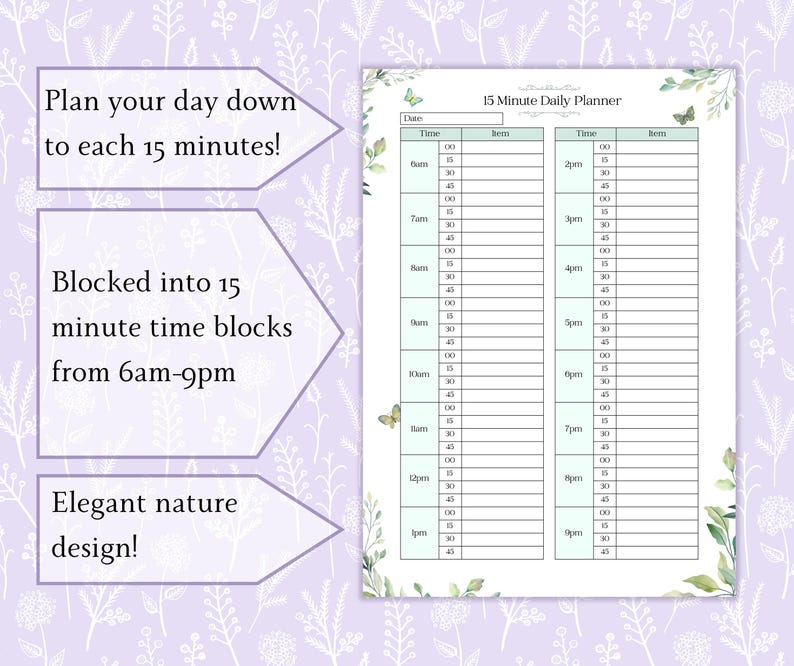 15 Minute Planner Printable PDF | Daily 15 Minutes Planner | Task ...