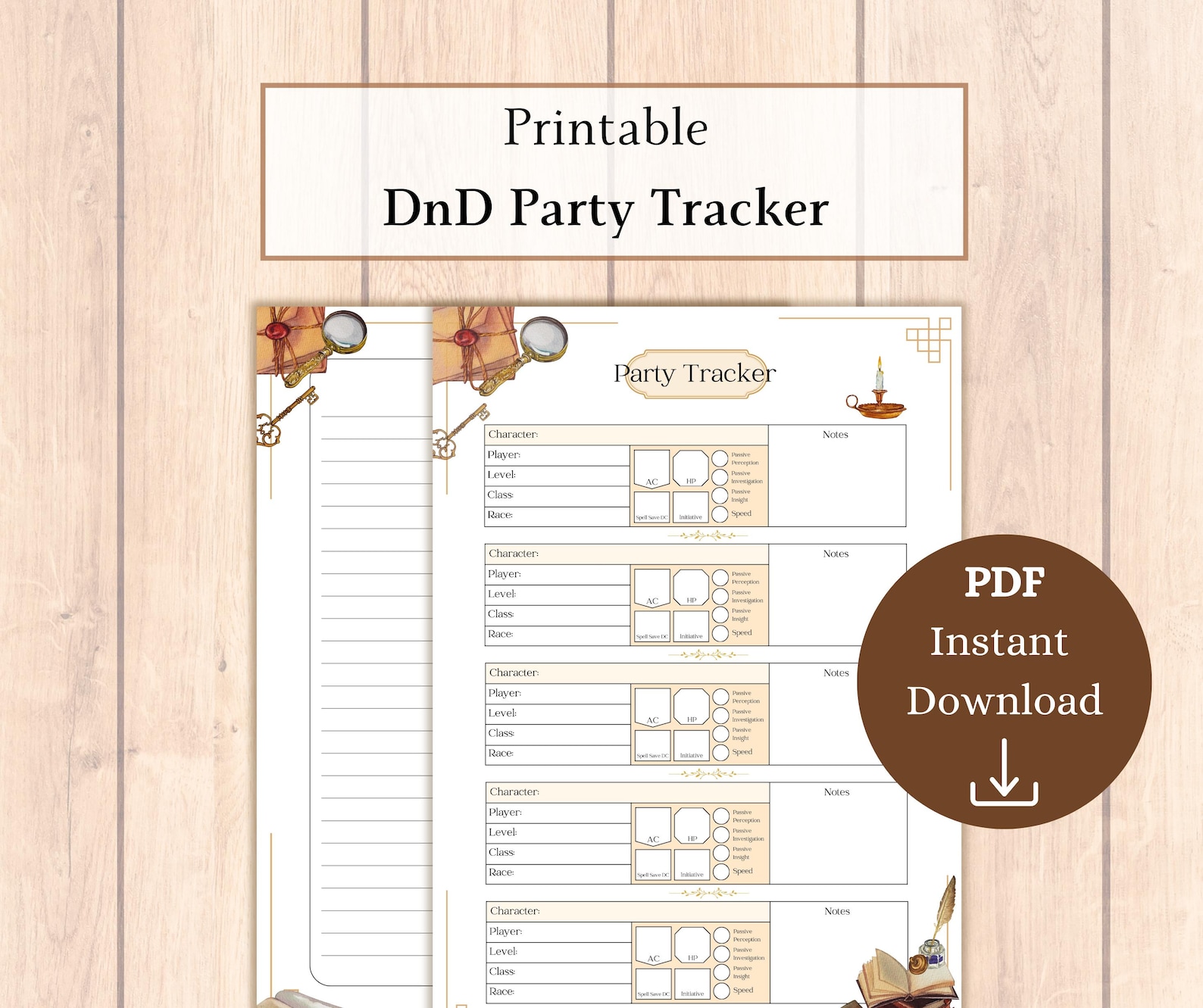 Dnd Party Tracker Printable PDF | Encounter Tracker | Dnd Accessories ...