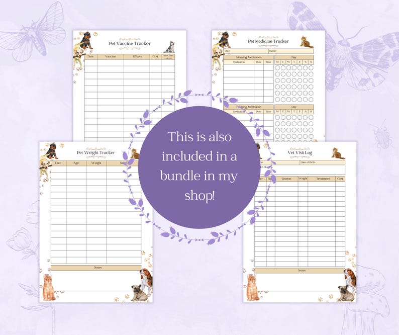 Pet Medicine Log Printable PDF | Pet Health Tracker | Pet Med Tracker ...