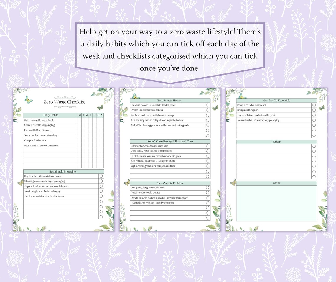 Zero Waste Checklist Printable PDF | Zero Waste Starter Kit Printable ...