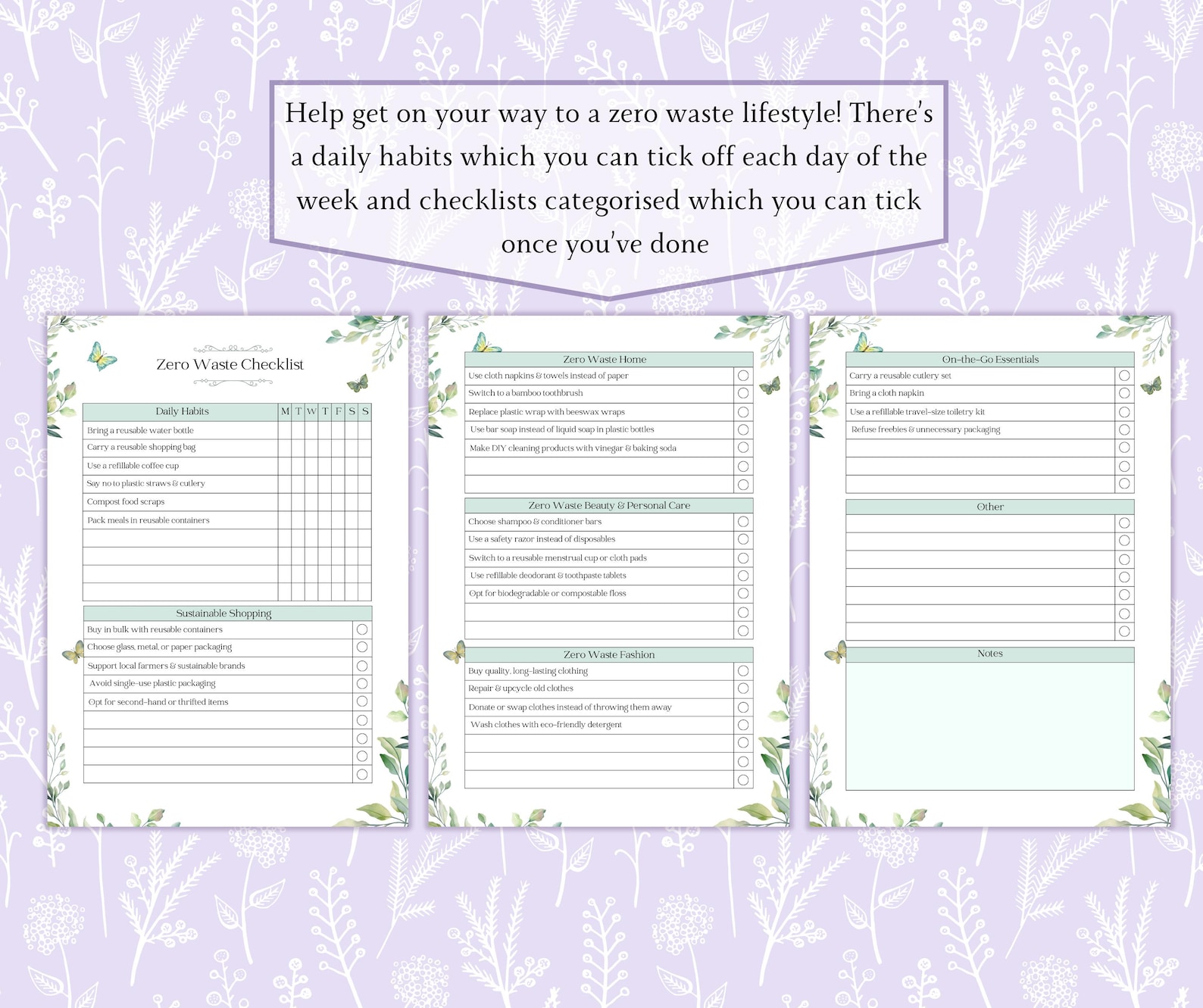 Zero Waste Checklist Printable PDF | Zero Waste Starter Kit Printable | Sustainable Starter List ...