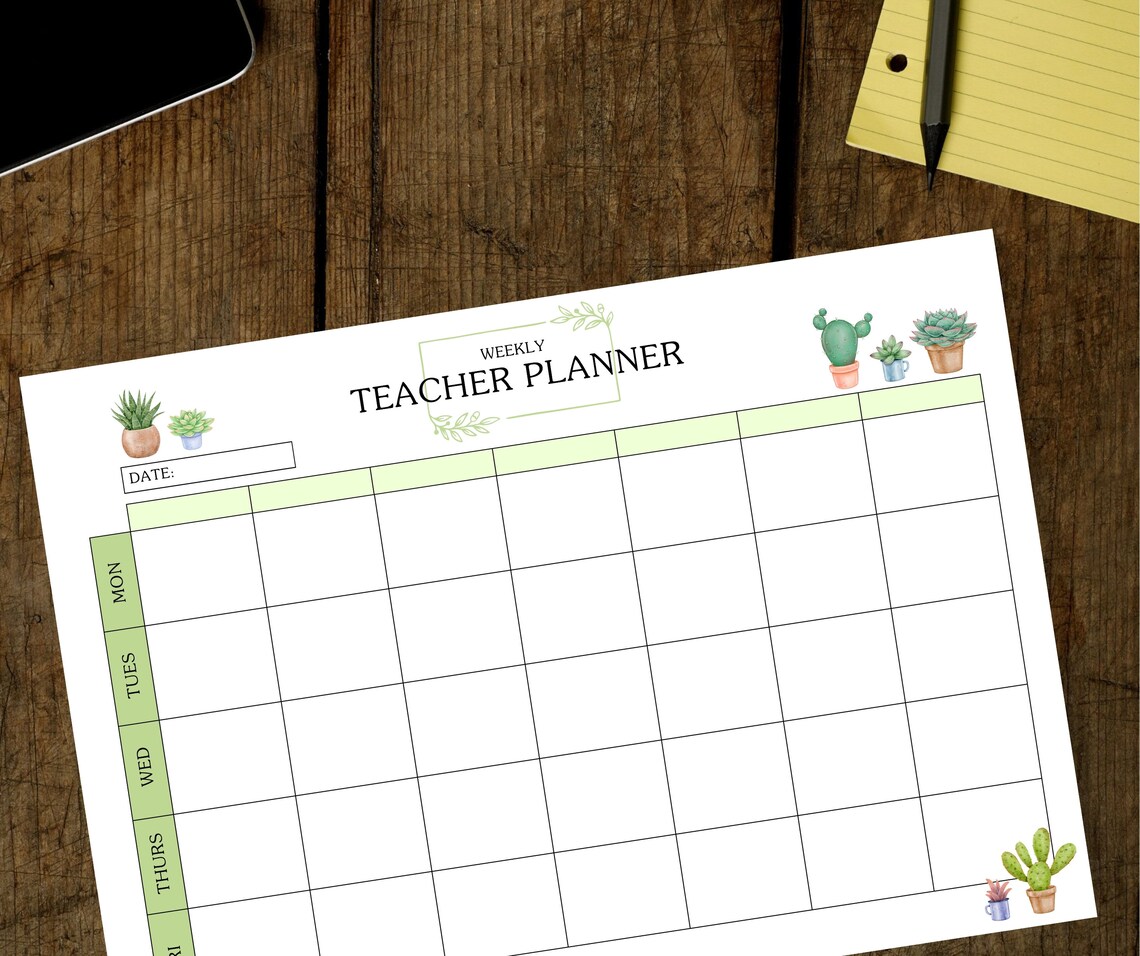 Teacher Planner Printable PDF | Homeschool Planner Teacher Timetable ...