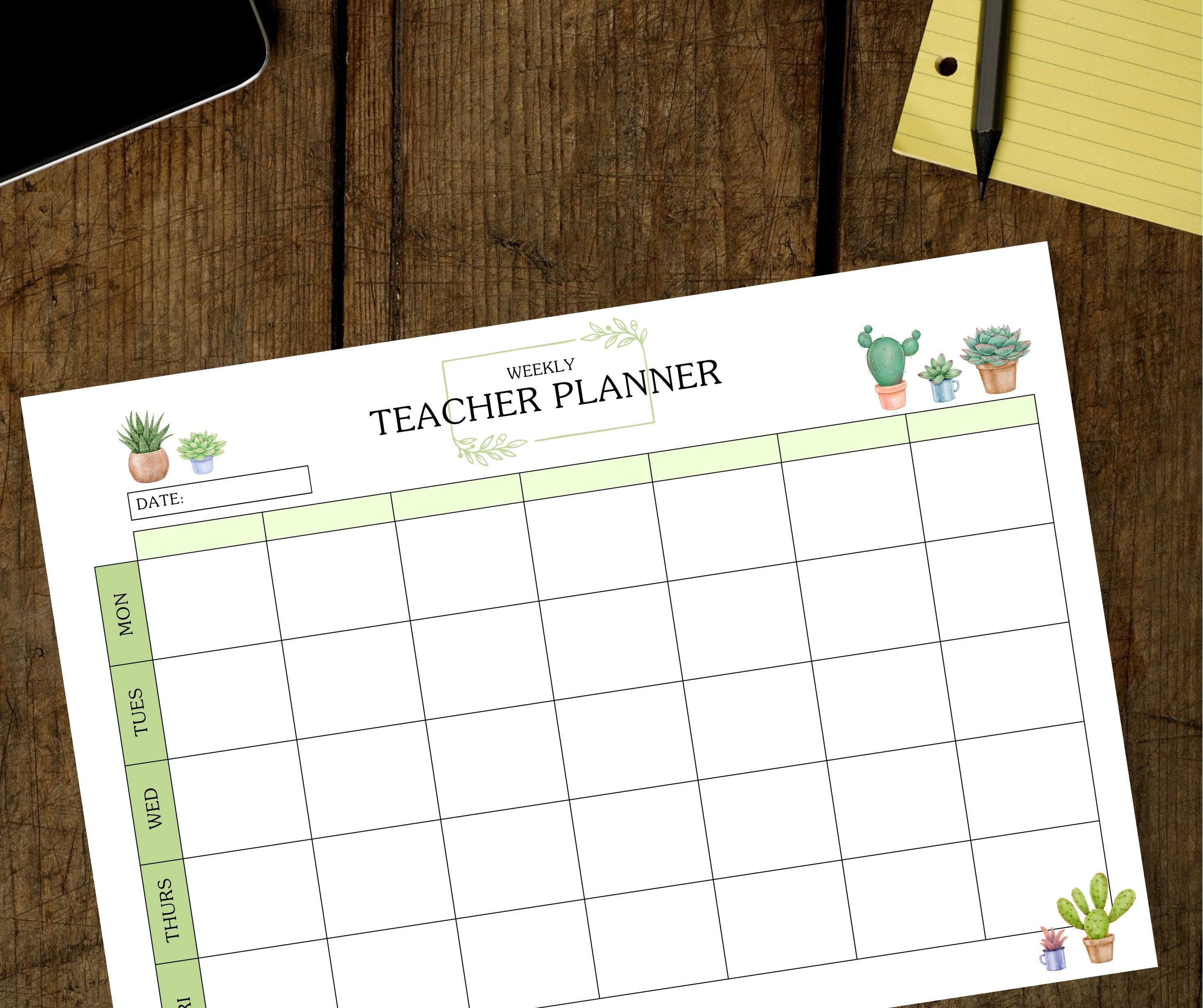 Teacher Planner Printable PDF | Homeschool Planner Teacher Timetable ...