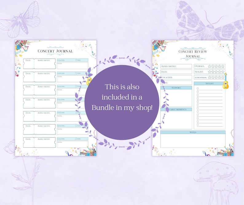 Concert Journal Printable PDF | Gig Tracker | Concert Log | Gig Diary ...